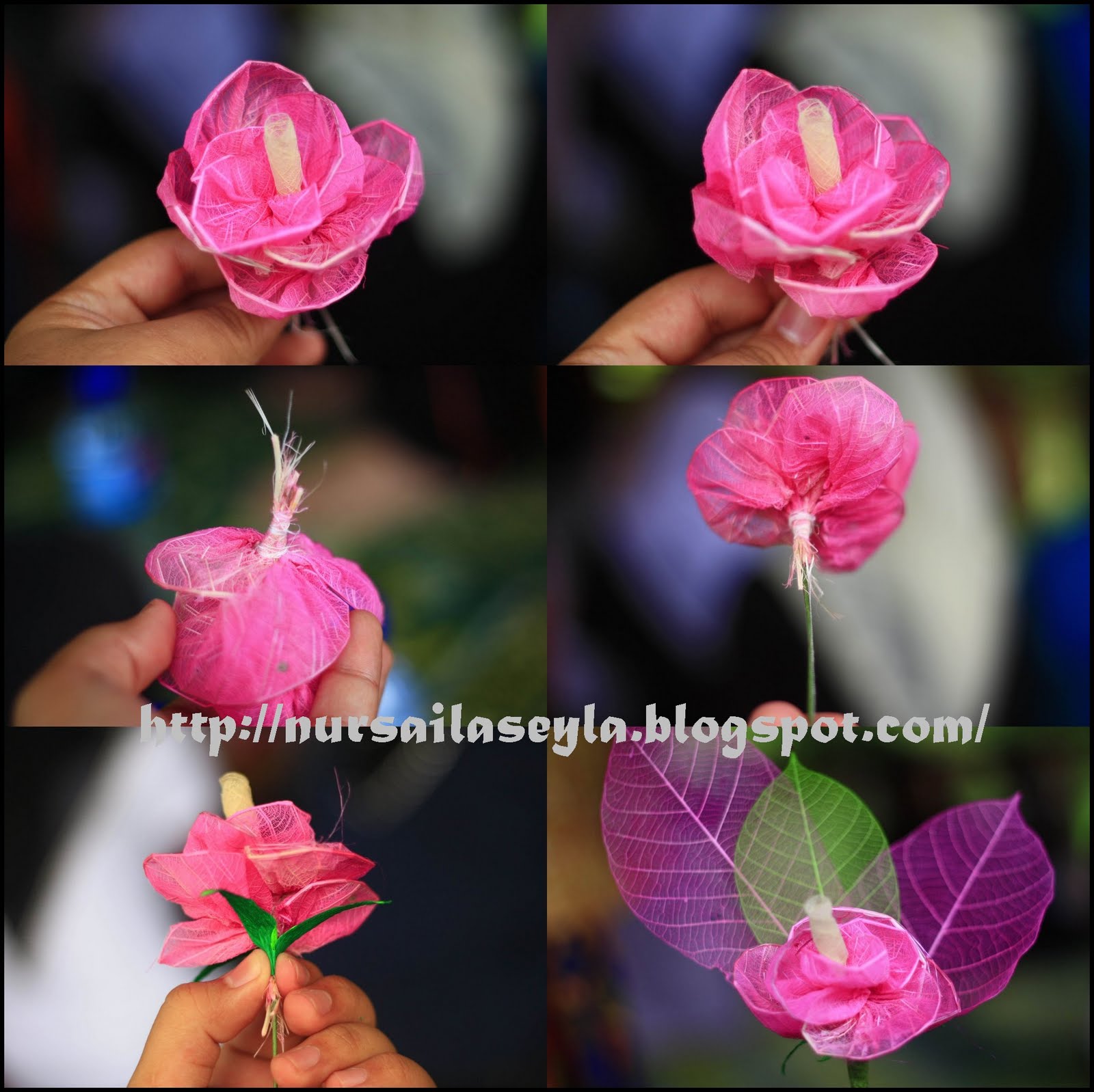 cik seyla bla3..: gubahan bunga dr daun getah....