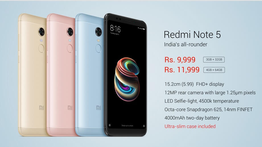 Xiaomi Unveiled Redmi Note 5, Redmi Note 5 Pro and Mi TV 4 in India ...