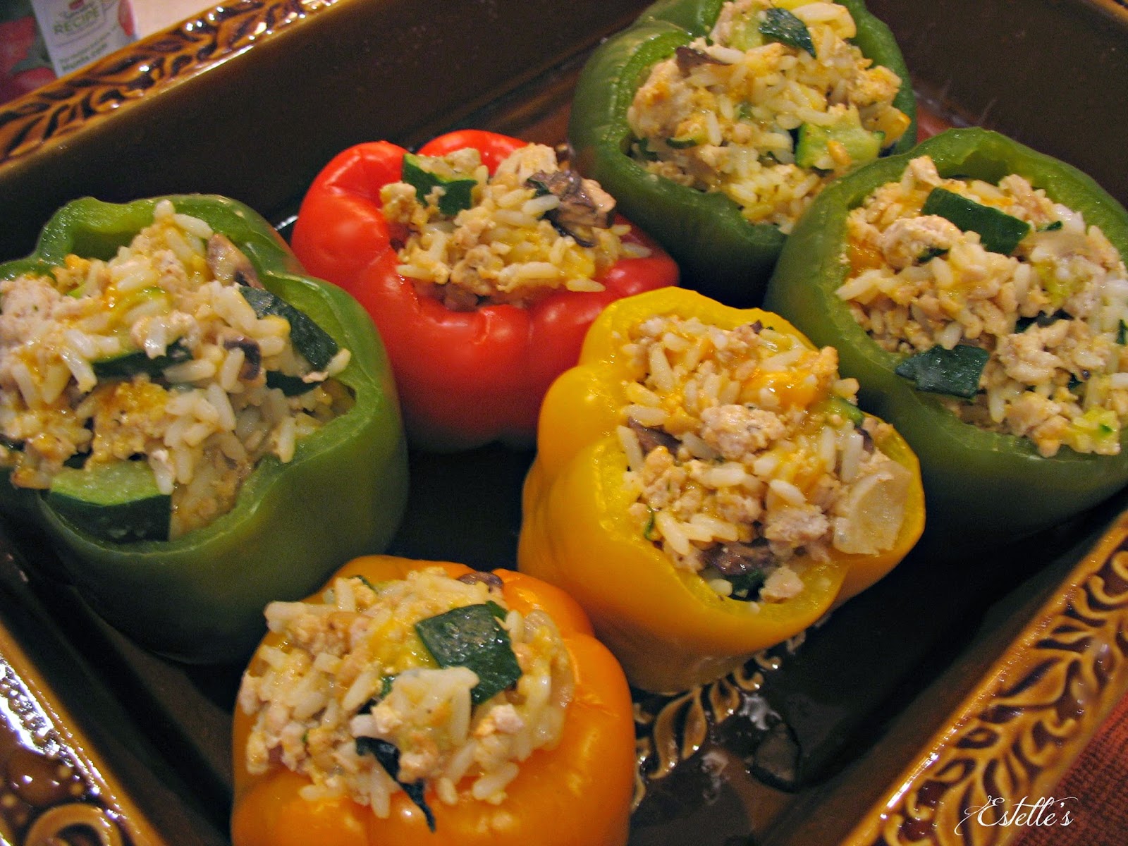 Estelle's: BEST EVER TRI- COLORED STUFFED PEPPERS