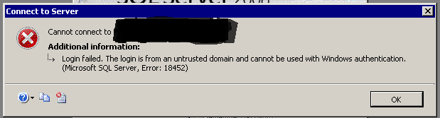 Sqlblog Login Failed The Login Is From An Untrusted Domain And Cannot Be Used With Windows
