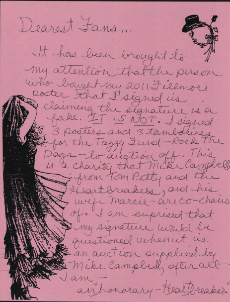 NicksianNation: Stevie's "Tazzy Fund" Letter