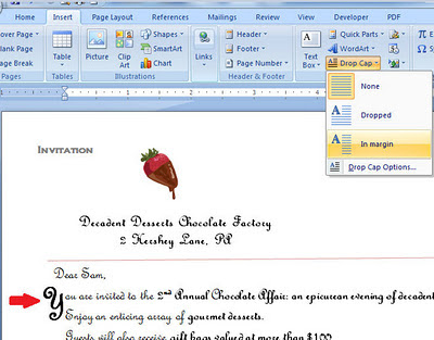 Fun with Drop Cap in Word 2007