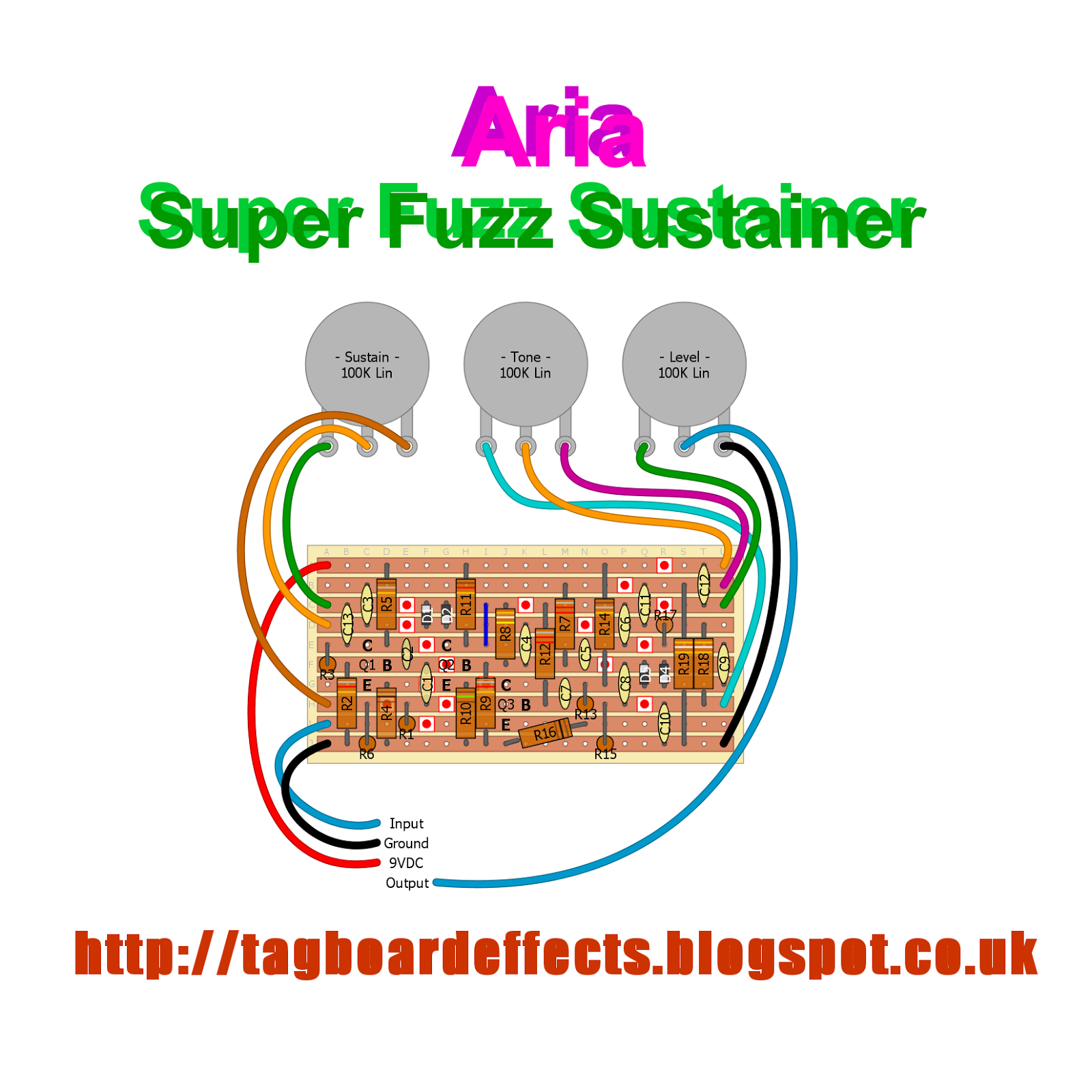 Guitar FX Layouts: Aria Super Fuzz Sustainer