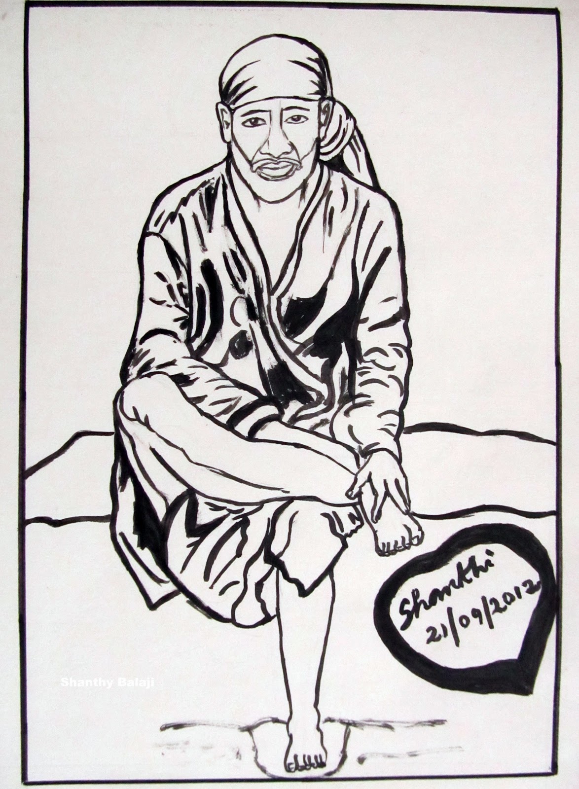 Art & Life: Indian Ink Drawing - "Sai Baba"