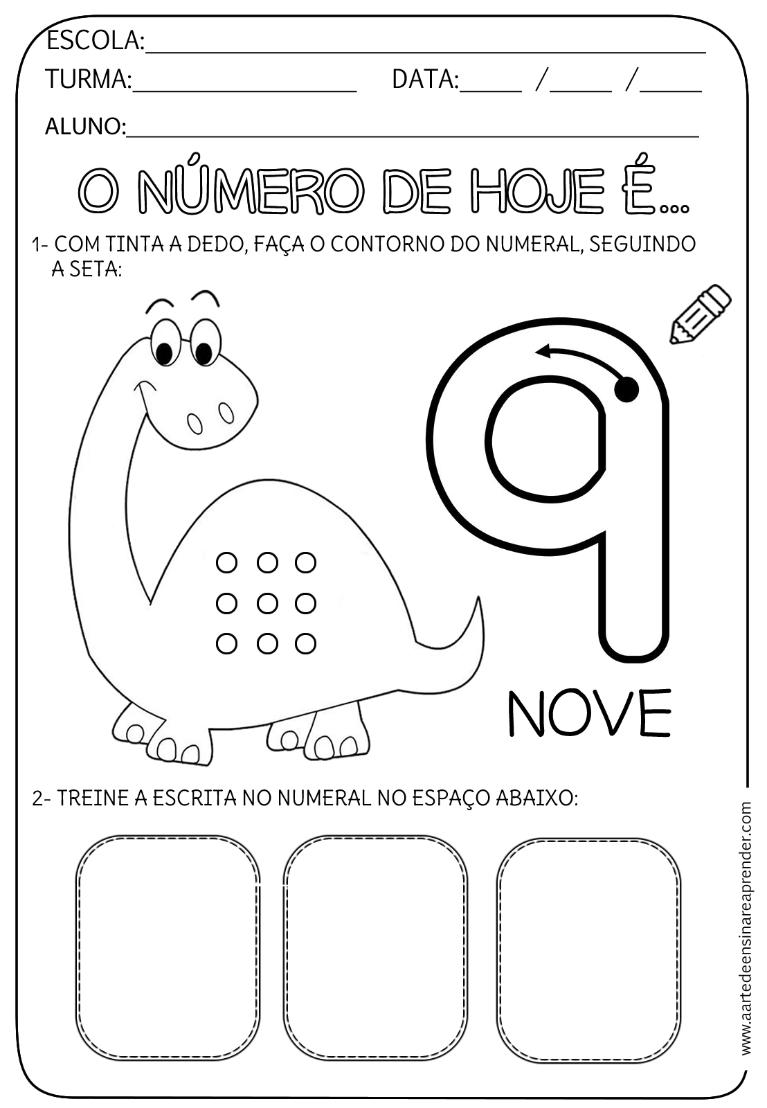 Atividade pronta - Numerais 1 ao 9 - A Arte de Ensinar e Aprender