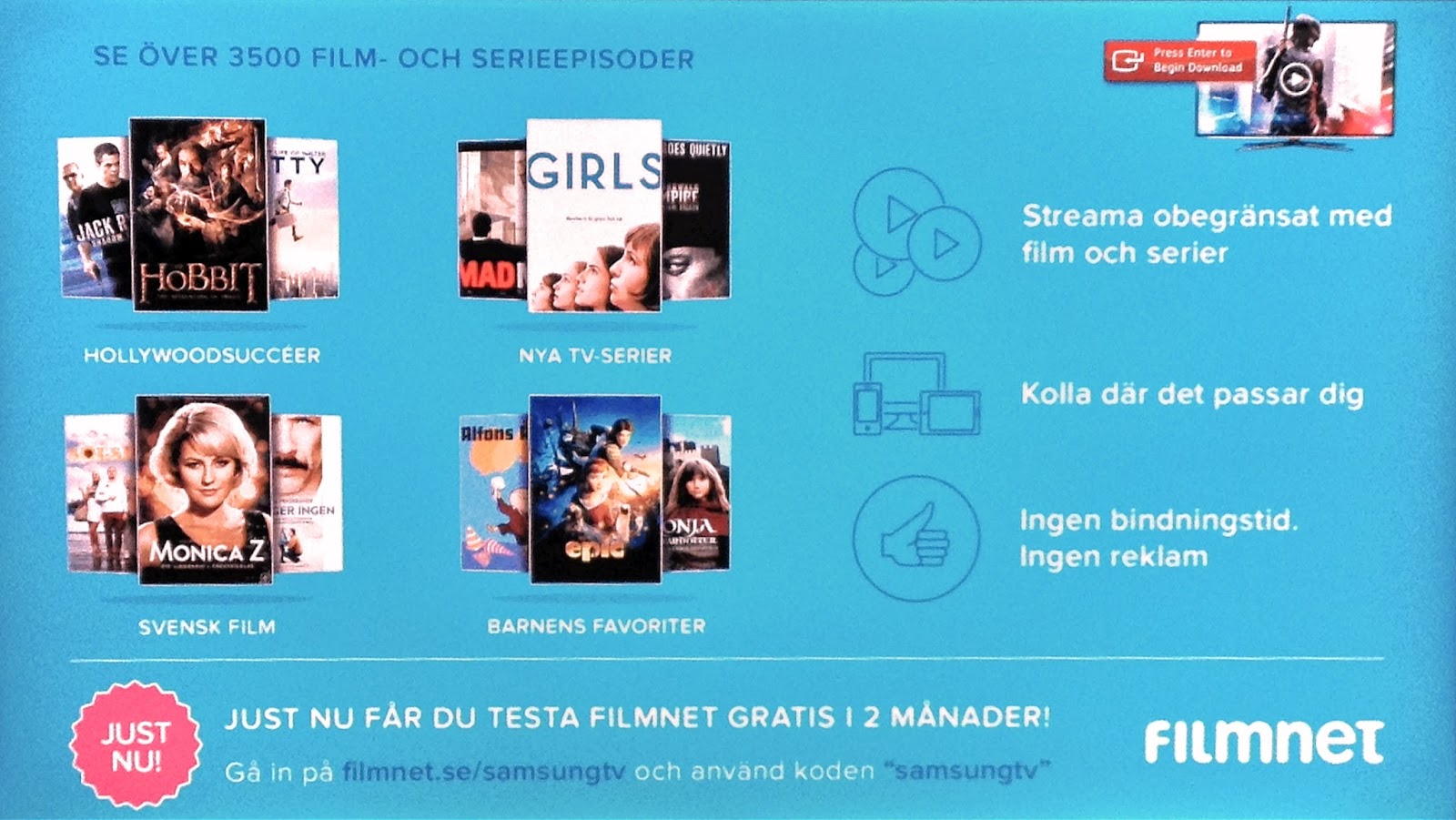 Allt om TV - IPTV & Triple Play: Filmnet finns nu till Samsung smart TV