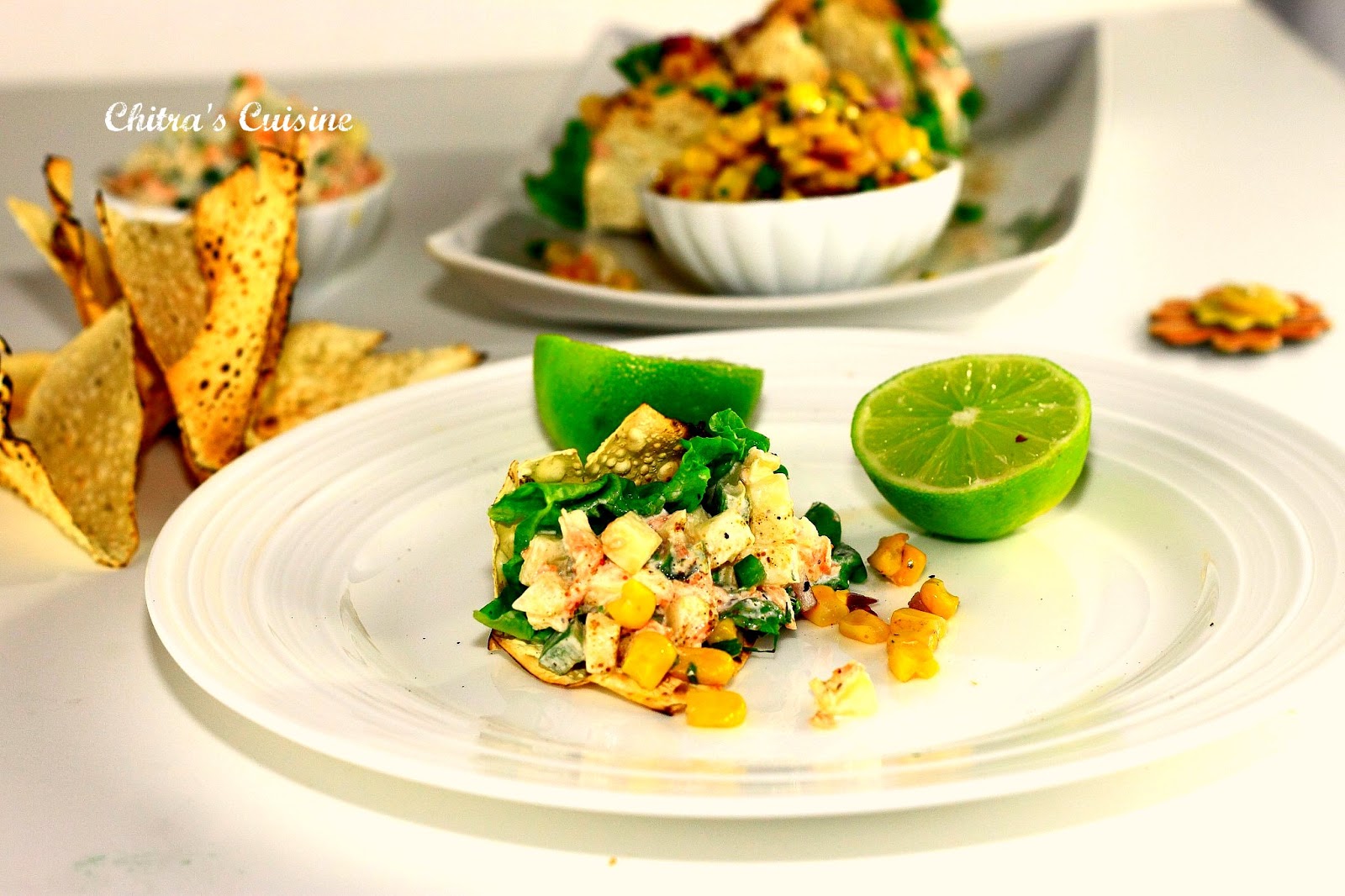 Chitra's Cuisine: Papad Tacos with Corn Salsa