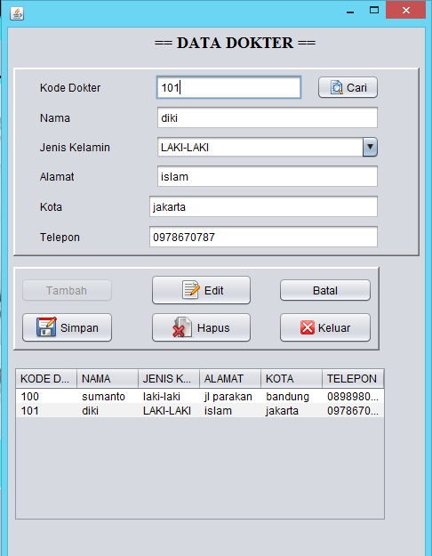 Aplikasi Rumah Sakit Menggunakan Java Netbeans dan Mysql (CRUD) - Teknologi IT
