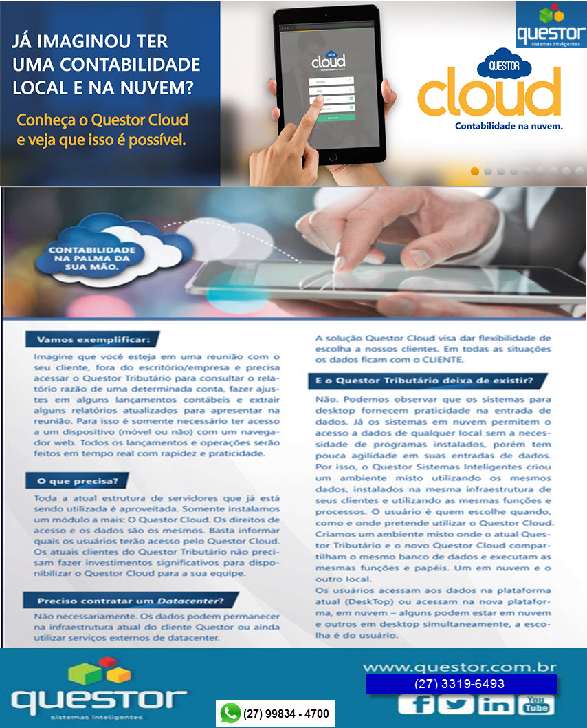Questor Espírito Santo - Sistemas Contábeis Integrados: QUESTOR CLOUD (CONTABILIDADE NA NUVEM):