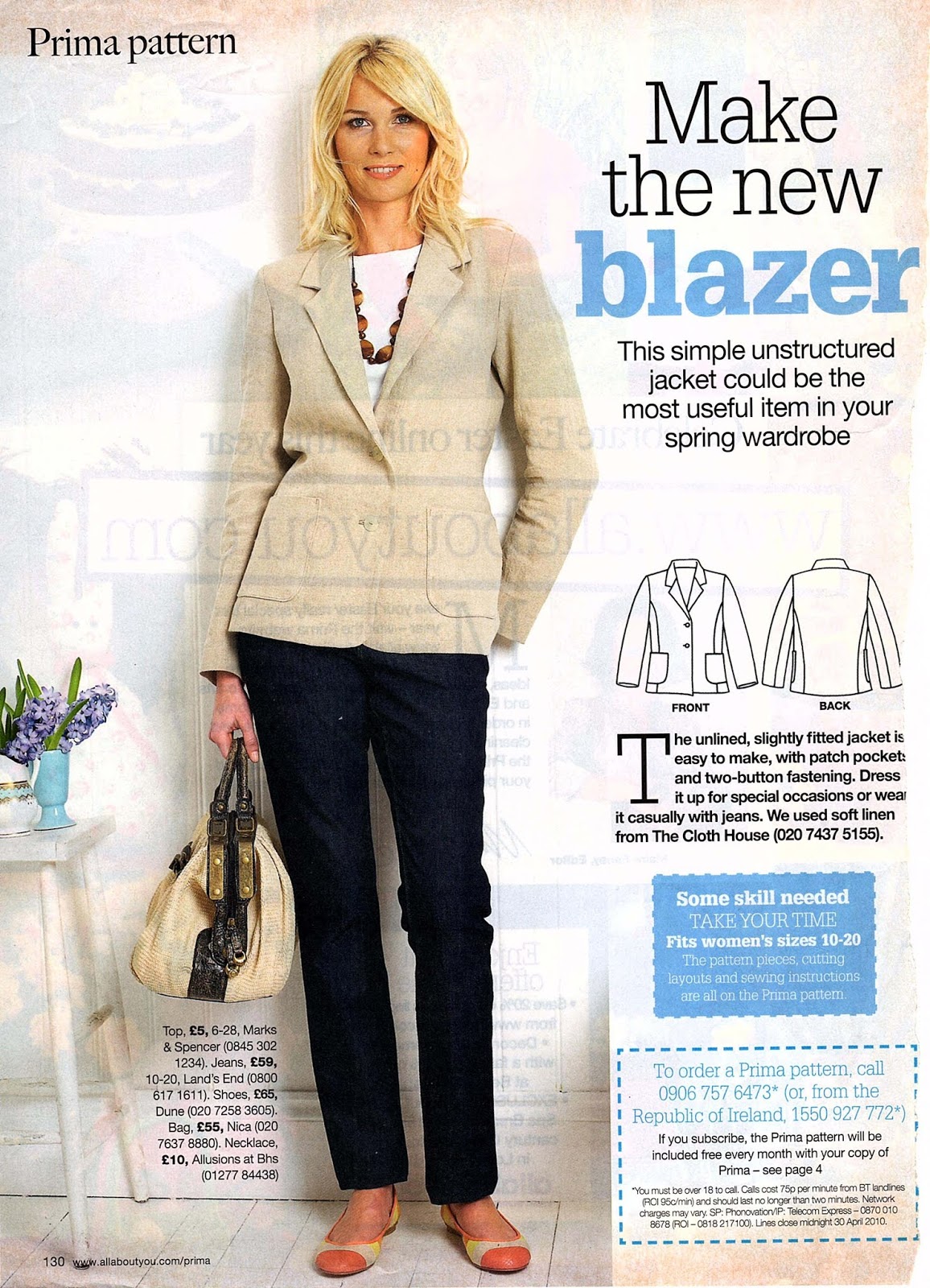 Sew Ruthie Style: Prima Magazine April 2010 Blazer/Jacket