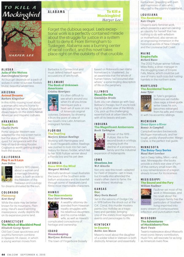 The Frivolous Bibliophile: United States of Books: Entertainment Weekly ...