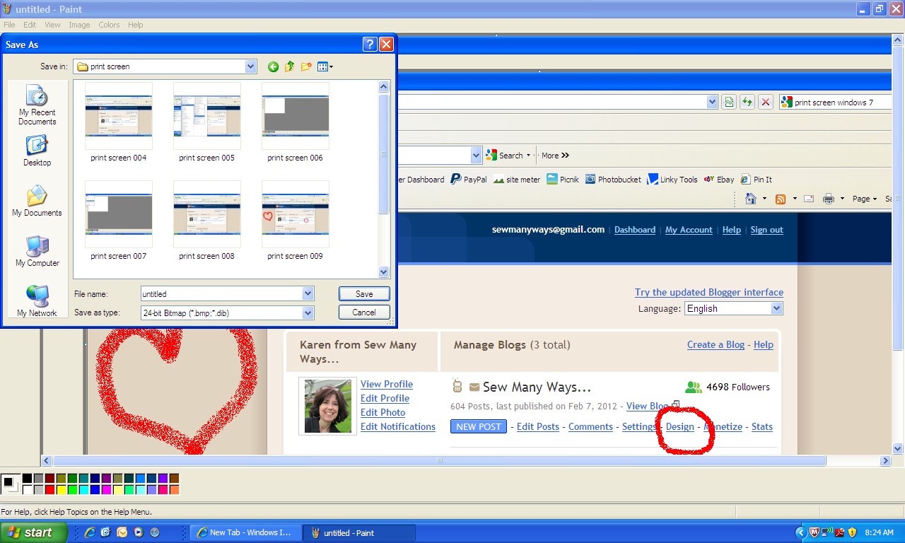 Sew Many Ways...: How To Print Screen...Adding A Computer Picture To ...