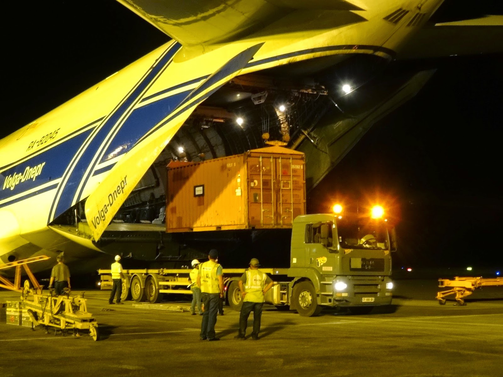 MSG-4 Launch Campaign: (C2) Unloading and transport from Cayenne ...