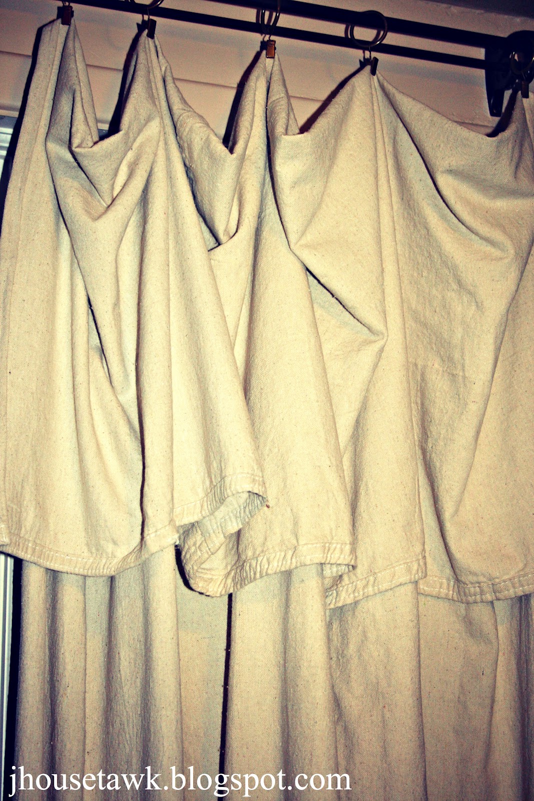 J House Tawk: Drop Cloth Curtains {big lots}