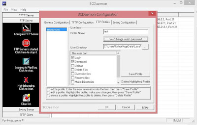 Configuration of FTP using 3CDaemon