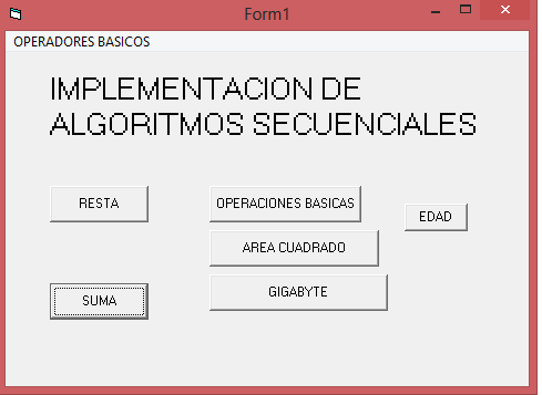 INTRODUCCION A LA PROGRAMACION: IMPLEMENTACION PROGRAMAS EN VISUAL BASIC