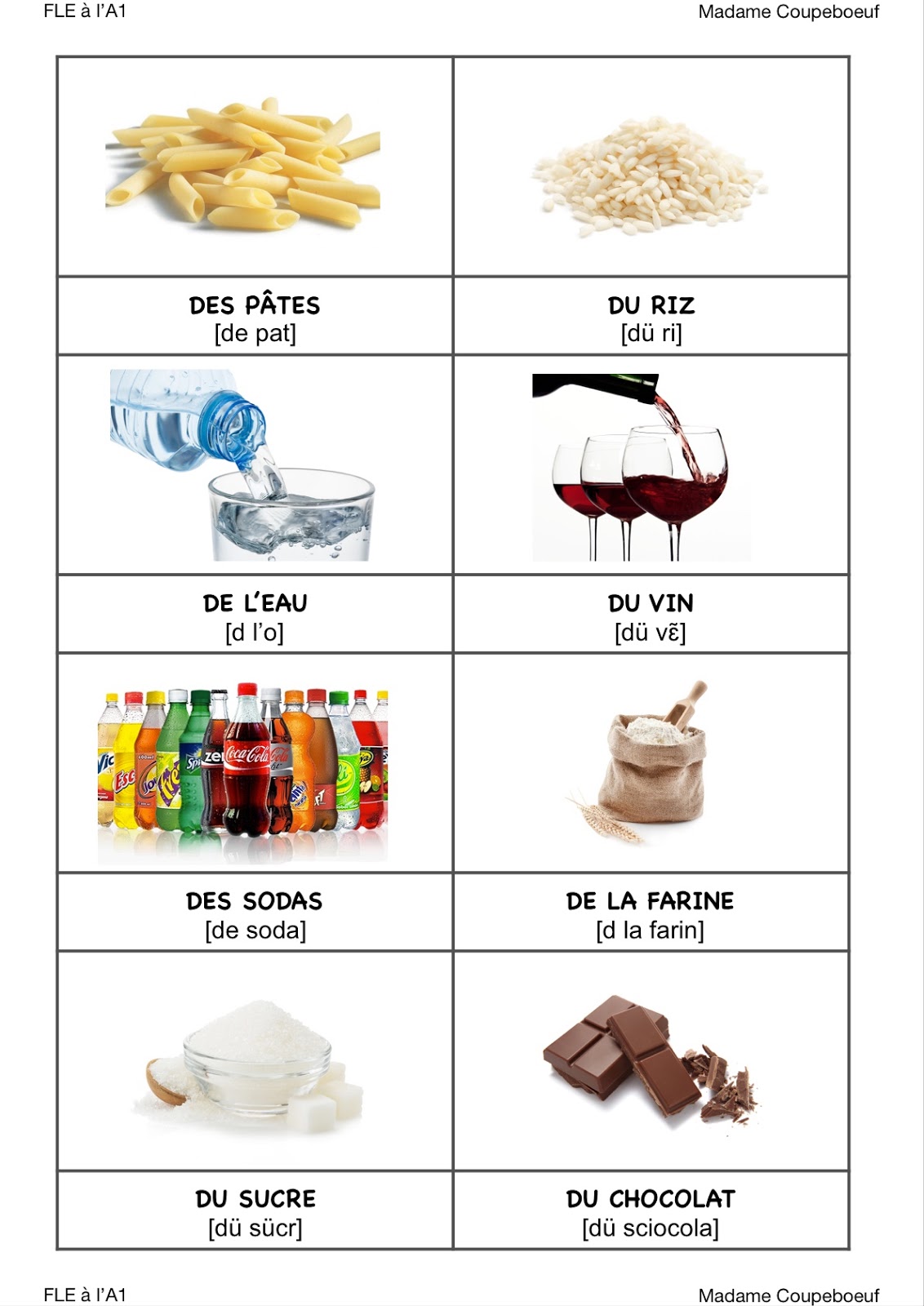 FLE À L'A1: Les quantités