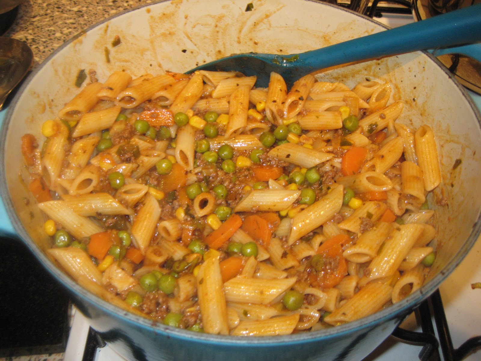 The Flaming Potato: Penne Pasta with a Vegetable and Meat Sauce - Recipe