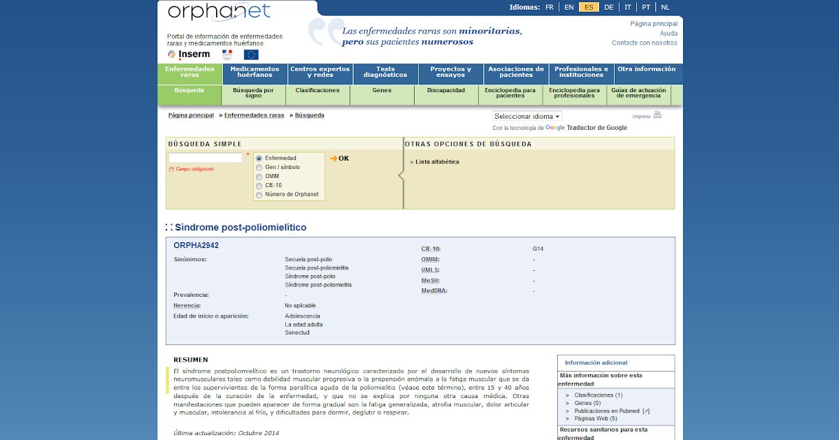 Polio Euskadi - Gritos de la Polio: Orpha.net: Síndrome post-poliomielítico
