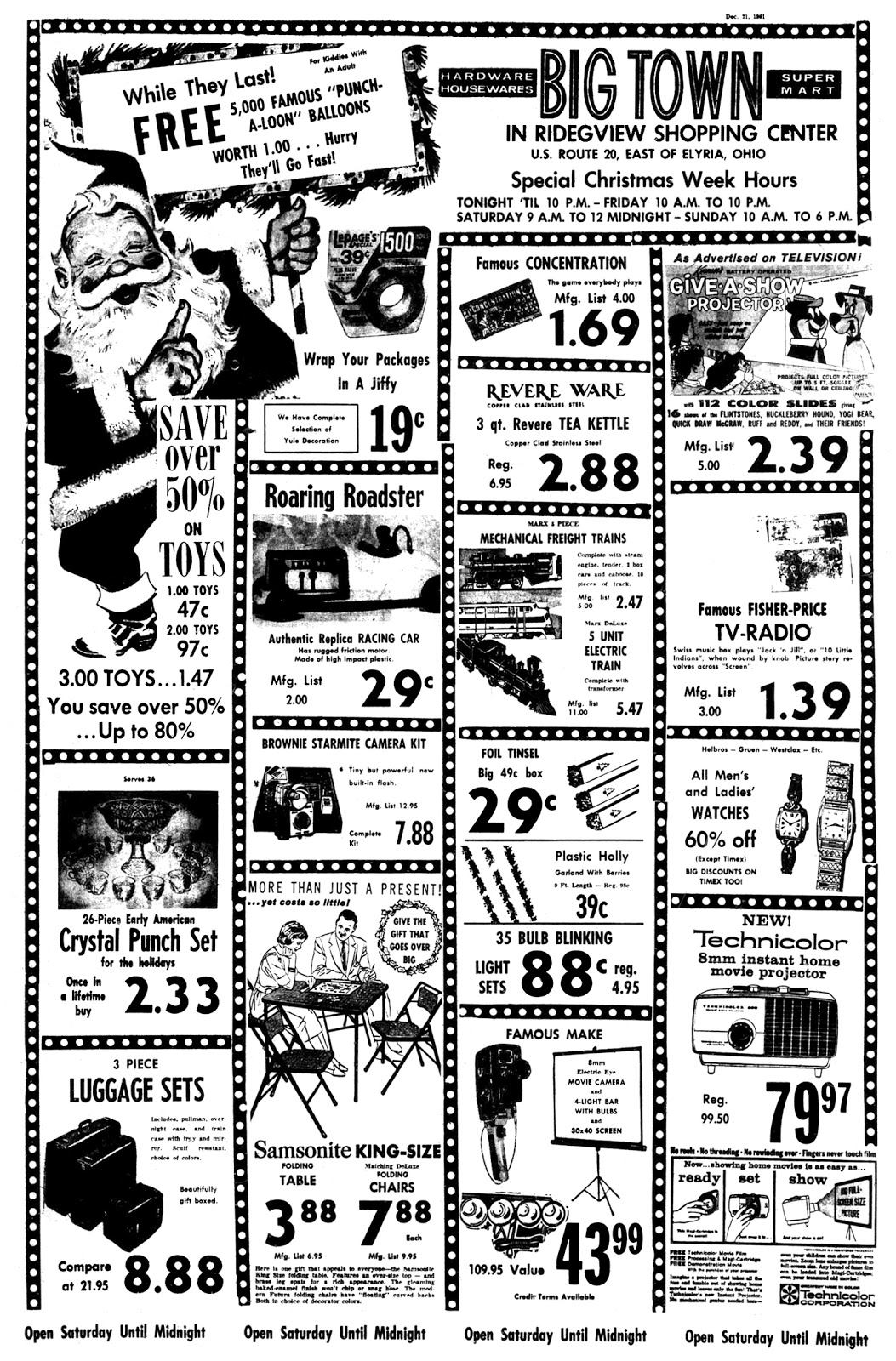 Brady's Bunch of Lorain County Nostalgia: December 1961 Big Town Ad