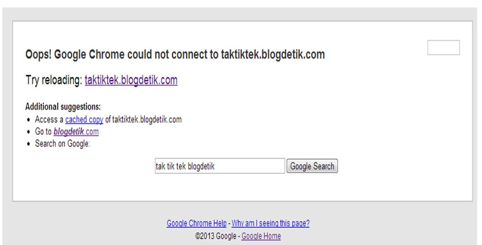 Cara Mengatasi Oops! Google Chrome could not find - Didno76.com
