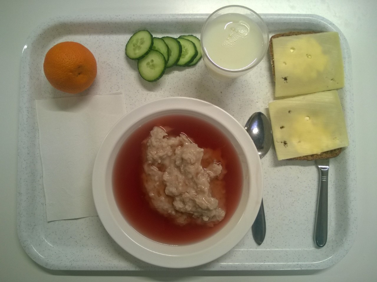 Barley groat porridge and strawberry kisel