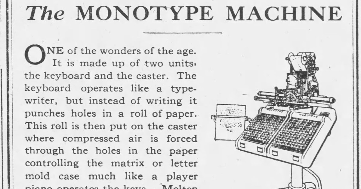 MENASHA: Monotype Machine