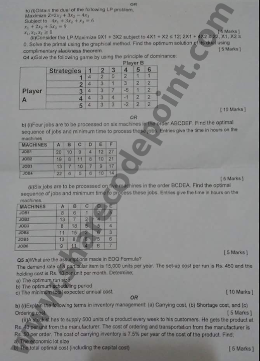 CIV413 : Operation Research End Term Exam Question Paper - CIV 413 ...