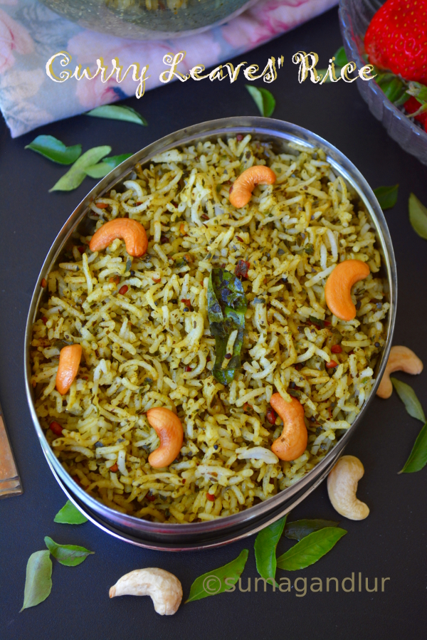 Veggie Platter: K for Kaju - Karivepaku Annam / Cashew - Curry Leaves Rice