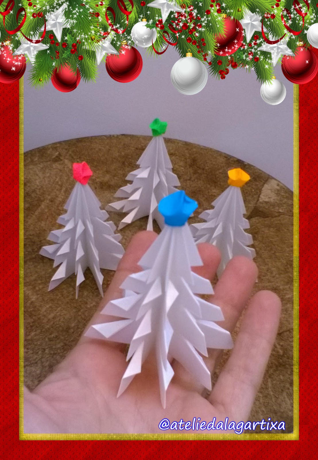 Ateliê da Lagartixa: Mini árvores de Natal de origami