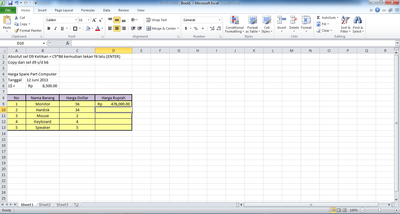 Fungsi Absolut Pada Microsoft Excel