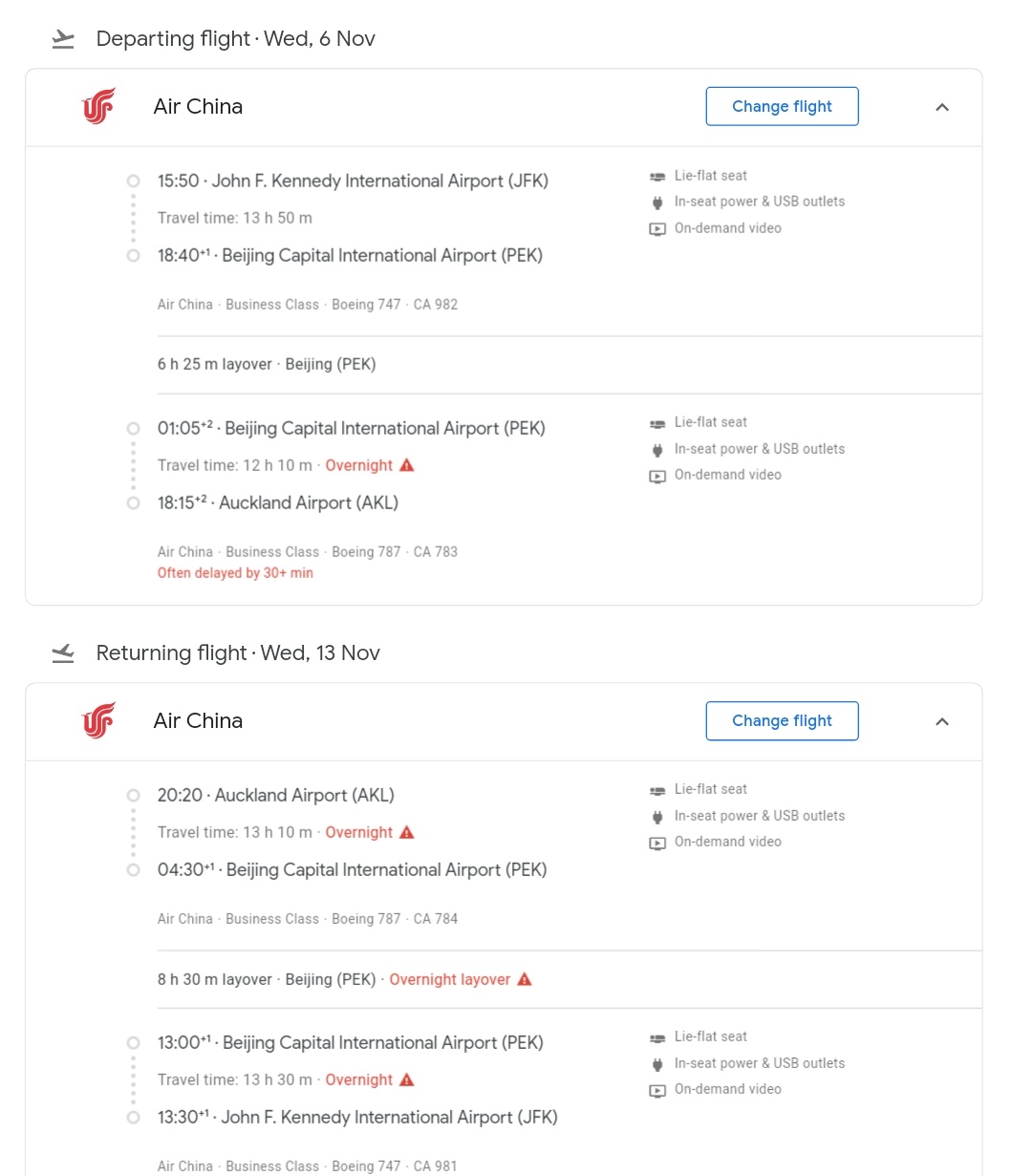Air China: New York to Auckland from $3034!! - Premium Cabin Deals