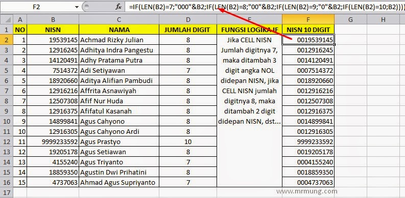 Menambah beberapa digit angka NOL didepan NISN Otomatis | Wadah Belajar