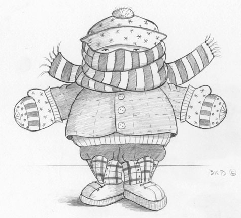 Barb's daily doodles: Bundle up baby, it's cold out there!