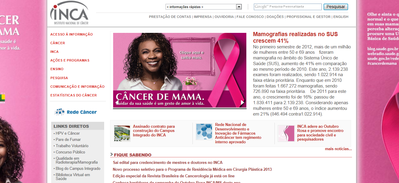 NUTRIÇÃO MAIS SABOR E SAÚDE: INCA: Instituto Nacional de Câncer