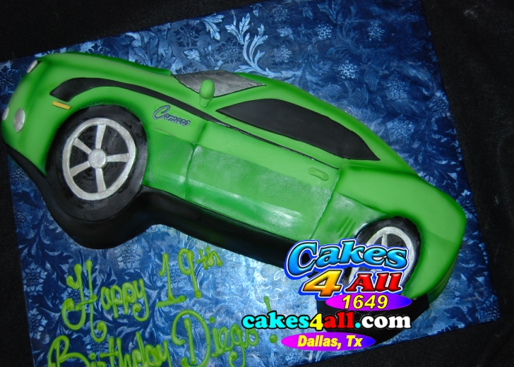 cakes 4 all in Dallas: green camaro cake dallas