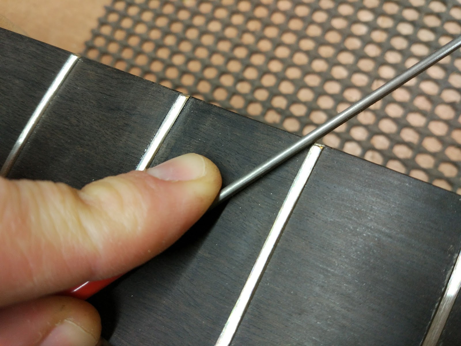 Guitar Making Adventures: Day 32 - Inserting fret markers, shaping ...