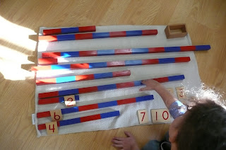 Montessori Teachings: Large Number Rods- Associating quantity with the ...