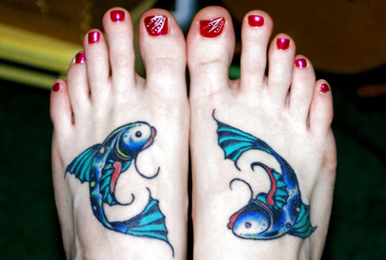 Pisces Tattoo On Foot