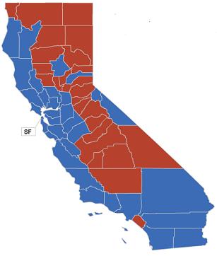 Partition California into 5 states (Sacramento: buy, wealthy, expense ...