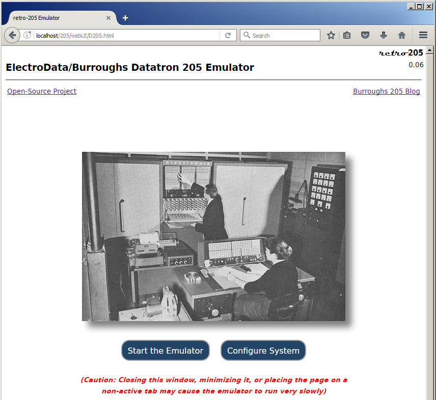 The Burroughs 205 and 220 Blog: Emulator Configuration and Version 0.06