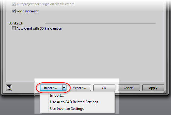 Inventor's alternate settings