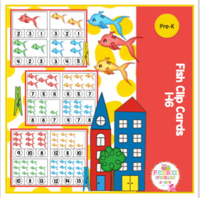 Fish Number Clip Cards 1-16 ~ Preschool Printables