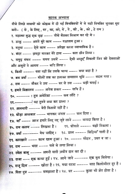 Hindi Grammar Work Sheet Collection for Classes 5,6, 7 & 8: Cases or ...