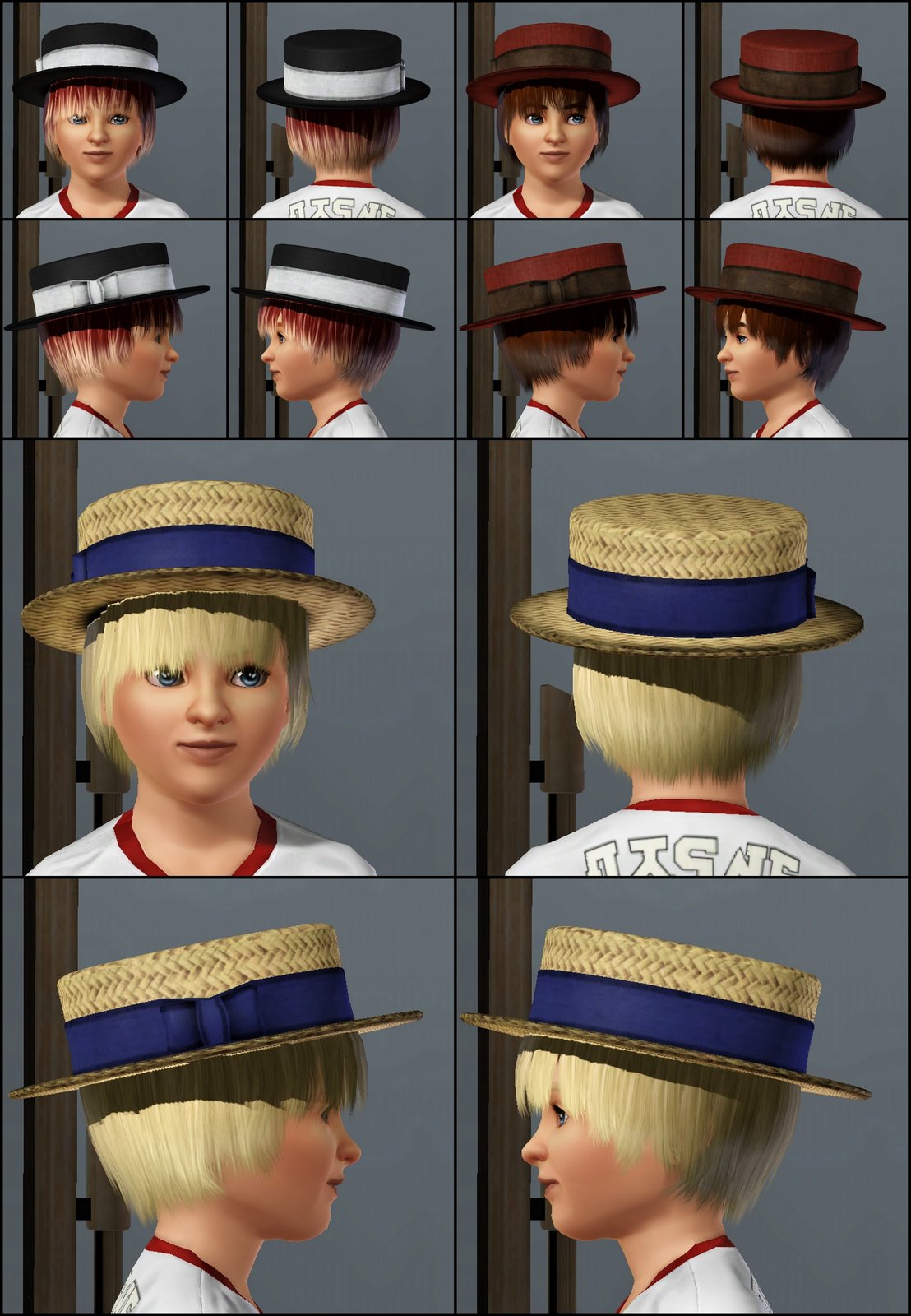 The Sims 3 Store: Hair Showroom: The Straw Boater Hat with a Shaggy ...