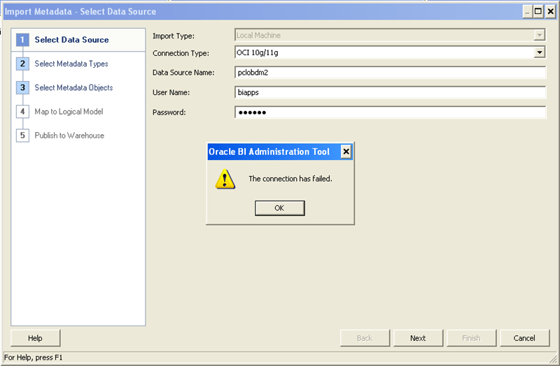 OBIEE - Connection Error While Importing Metadata |iWiKi on Oracle