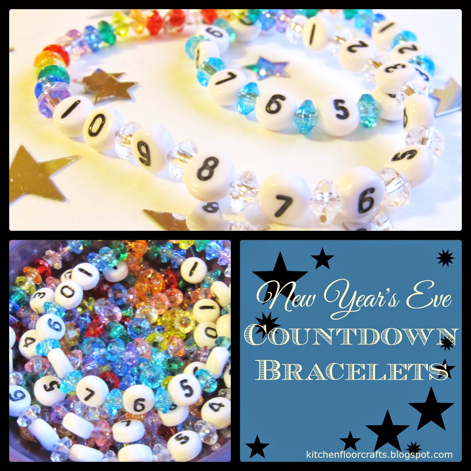 Kitchen Floor Crafts: New Year's Eve Countdown Bracelets