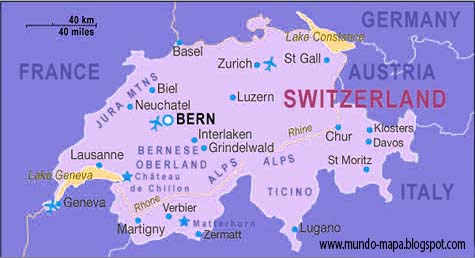 Suiza Mapa Geografi Político