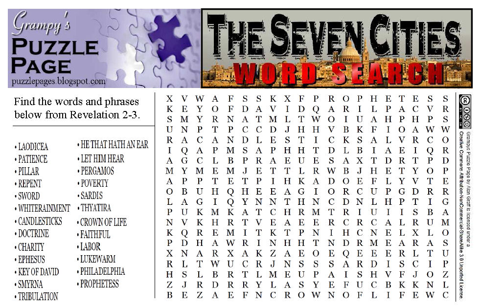 Grampy's Puzzle Page: Word Search: Revelation 2-3