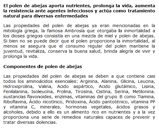 APICULTURA EN MISIONES: COMO TOMAR POLEN Y SUS PROPIEDADES.....